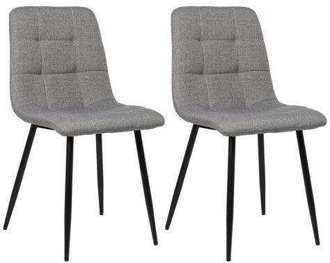 Clp Set Of 2 Dining Chairs Tilde Fabric Gray Au Meilleur Prix Sur