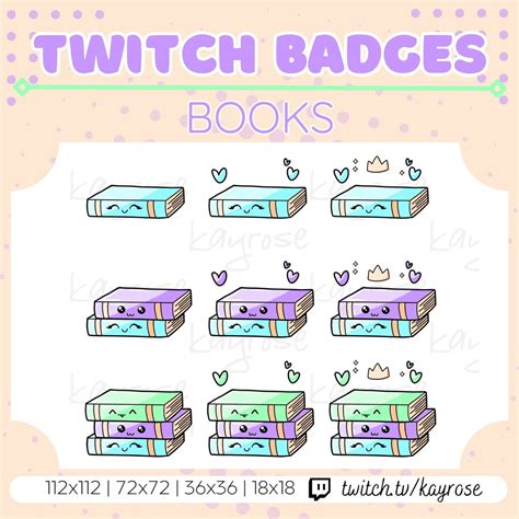 Twitchdiscord Book Stack Badges Etsy