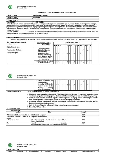 syllabus introduction to linguistics pdf test assessment