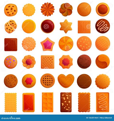 Cookie Pictogrammen Tekenstijl Vector Illustratie Illustration Of