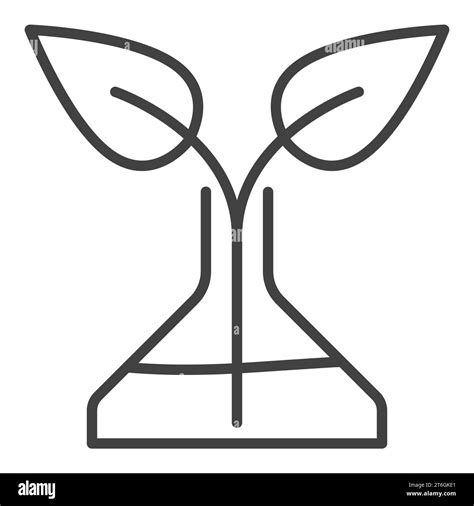 Flask With Plant Vector Chemistry Concept Icon Or Symbol In Outline Style Stock Vector Image