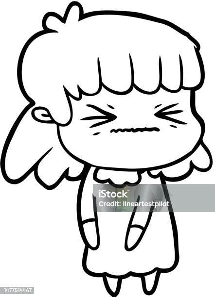 말풍선이 있는 화난 여자아이 낙서 드로잉에 대한 스톡 벡터 아트 및 기타 이미지 낙서 드로잉 등장인물 만화 Istock