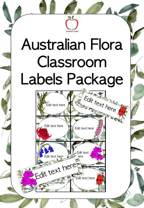 Editable Australian Flora Labels Casual Case Australian Labels Editable