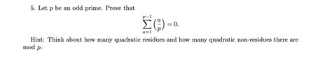 solved let p ﻿be an odd prime prove that∑a 1p 1 ap 0 hint
