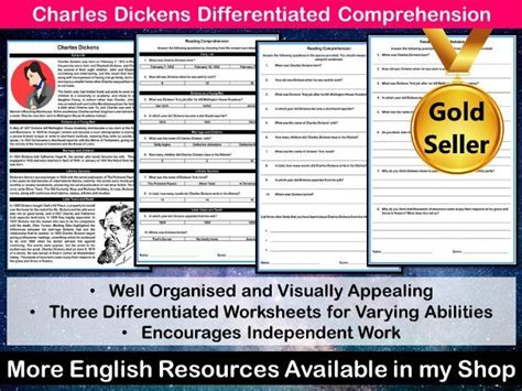 Charles Dickens Differentiated Comprehension Teaching Resources
