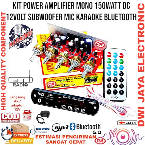Jual Kit Power Amplifier Mono Watt Dc V Subwoofer Mic Plus Mp Bluetooth Shopee Indonesia