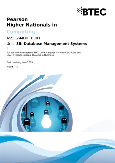 Unit 38 Data Base Management System Breif Pearson Higher Nationals In
