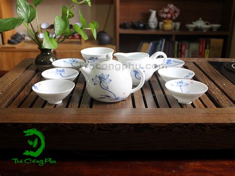 Bộ Ấm Chén Sứ Hoa Sen Bac193