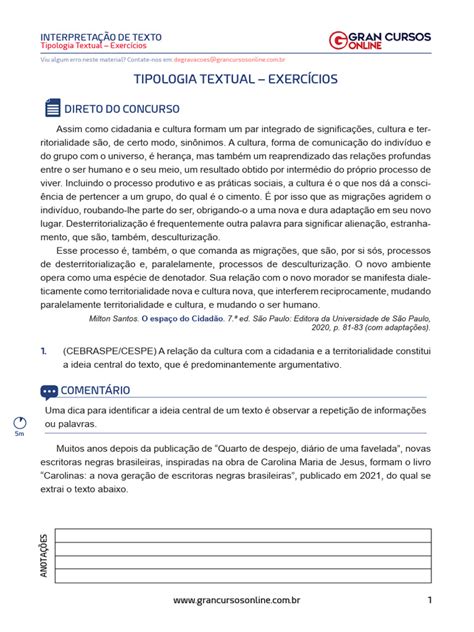 Tipologia Textual Exercícios Pdf Mercado Economia Brasil