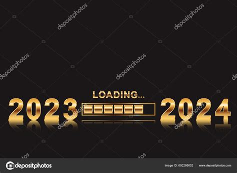 Golden Number 2023 Loading 2024 Black Scene Numbers Symbol 2024 Stock
