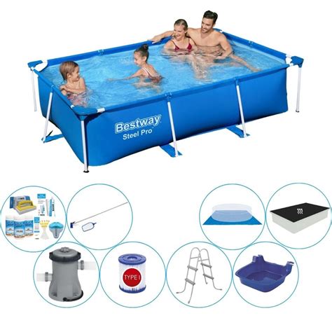 Bestway Steel Pro Rectangulaire 259x170x61 Cm Set De Piscine Combinée