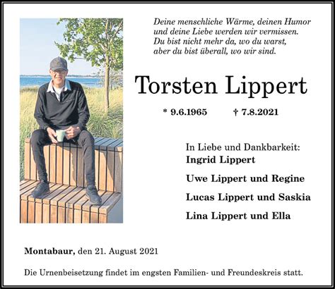 Traueranzeigen Von Torsten Lippert Rz Trauerde