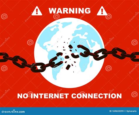 No Internet Connection Vector Concept Poster Or Banner With Breaking Chain Symbolizing Broken