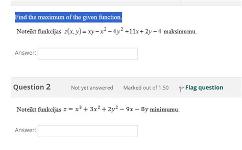 Solved Find The Maximum Of The Given Function Noteikt Chegg