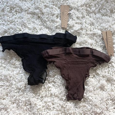 Skims Knit Lace Cheeky Brief Bundle Cocoa And Onyx Depop