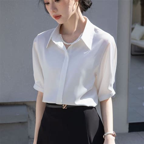 스타일아유 스타일아유 여자면접복장 오피스룩 직장인 반팔 여름 얇은 캐주얼 셔츠 블라우스 Bl1400