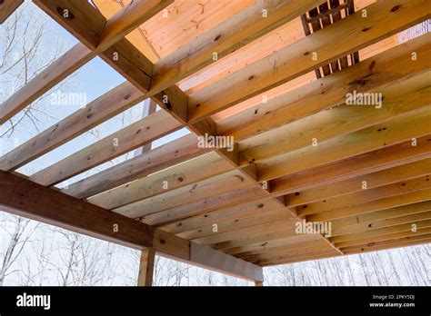 Detailed Layout Of New Flooring Joists Constructed For Wooden Deck