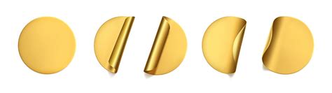 黃金圓皺褶貼紙與剝離角類比設置粘合金箔或塑膠貼紙標籤與皺紋效果的白色背景空白範本標籤標籤3d 逼真的向量向量圖形及更多一個物體圖片 Istock