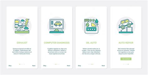 Premium Vector Car Vehicle Garage Line Repair Service Ux Ui Onboarding Mobile App Page Screen Set
