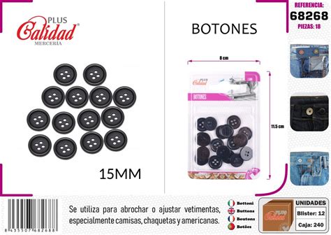 15MM BOTONES PLASTICO 18PCS PlusCalidad Importaciones Mayorista