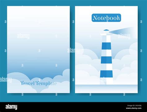 Notebook Cover Page Nature Illustration Worksheet Nautical Landscape
