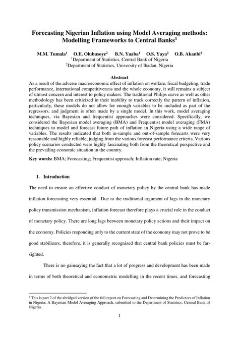 pdf forecasting nigerian inflation using model averaging methods