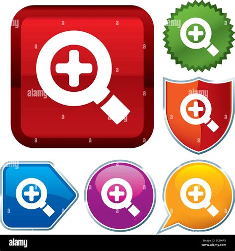 Vector Illustration Set Shiny Icon Series On Buttons Enlarge Stock