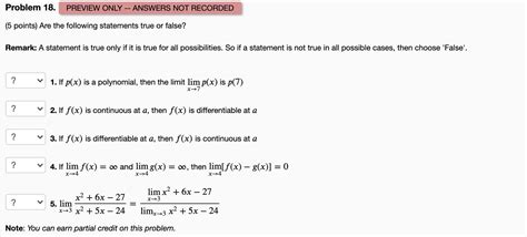 solved problem 18 preview only answers not recorded 5