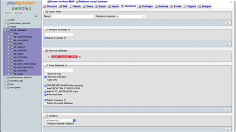 how to delete a complete database into phpmyadmin youtube