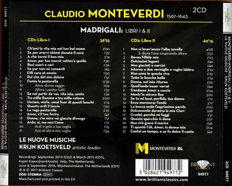 Claudio Monteverdi Le Nuove Musiche Krijn Koetsveld Madrigali