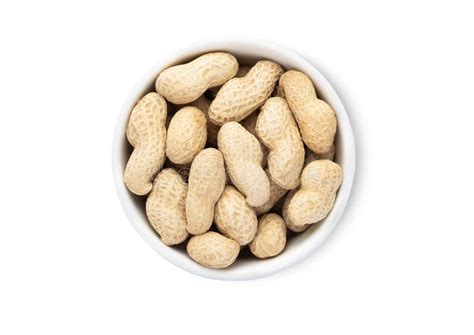 Bowl With Healthy Peanuts Nuts With White Shell Isolated On White