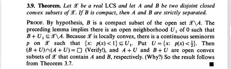 Functional Analysis Hahn Banach Separation Theorem Conway