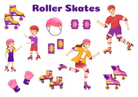 Niños Montando Patines En El Parque De La Ciudad Para Actividades Al