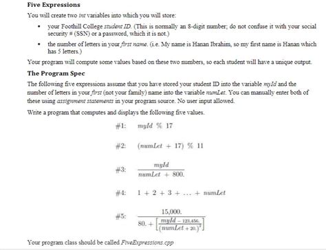 solved five expressions you will create two int variables