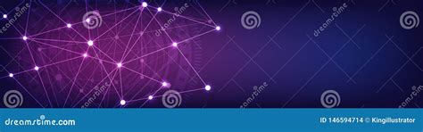 Website Header Or Banner Design With Abstract Geometric Background And Connecting Dots And Lines