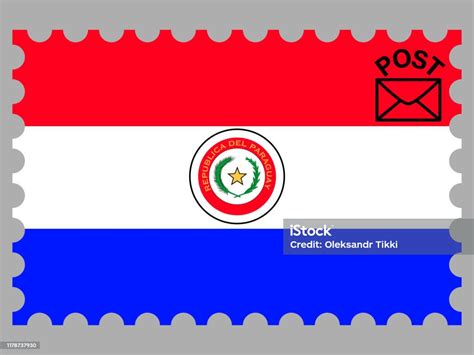 우표 내부 파라과이 국기 배경에 격리됩니다 원래 색상과 비율 창의적 벡터 일러스트레이션 국가 집합 엽서 로고 문자 국가 지리적 지역에 대한 스톡 벡터 아트 및 기타 이미지