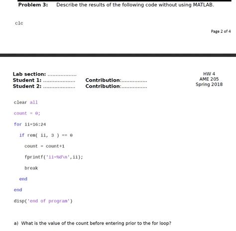 Solved Problem 3 Describe The Results Of The Following Code Chegg