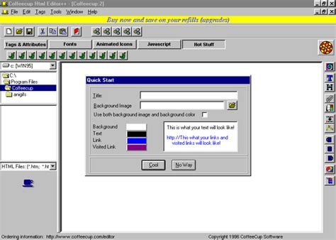 Coffeecup Html Editor 33 In 1996 Web Design Museum