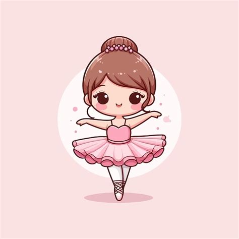 Vector Guapa Bailarina Chica Bailando Ballet Dibujos Animados Icono