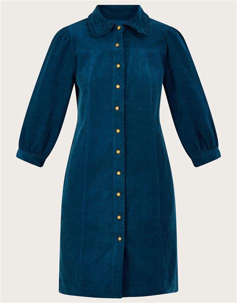 Eliza Plain Cord Dress Blue