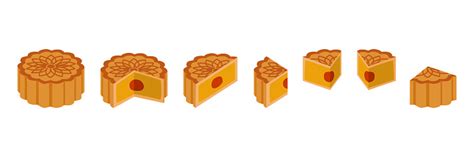 Set Utuh Setengah Seperempat Potong Kue Bulan Panggang Dengan Clipart