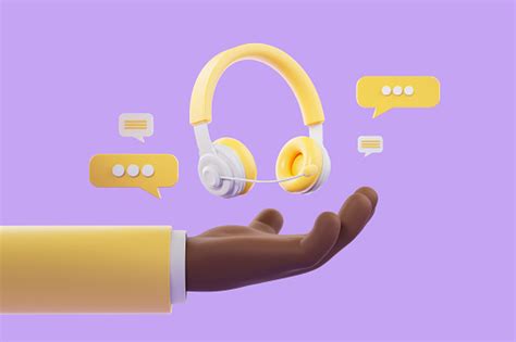 만화 아프리카 남자 손 헤드셋 연설 및 텍스트 거품 콜 센터 3차원 형태에 대한 스톡 사진 및 기타 이미지 3차원 형태 Brand Name Online