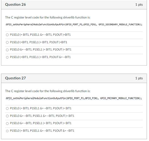 Solved The C Register Level Code For The Following Driverlib