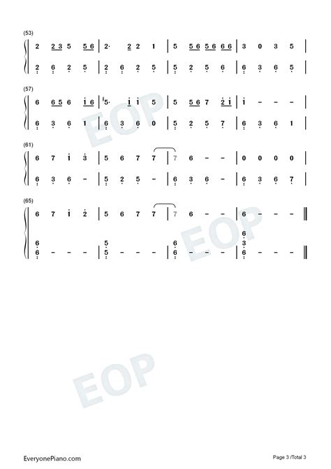 雨幕 C调简单版 新天龙八部主题曲双手简谱预览 Eop在线乐谱架