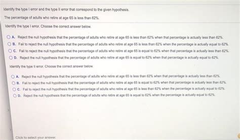 solved identify the type i error and the type il error that