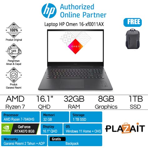 Jual Laptop HP Omen Xf AX AMD Ryzen HS GB TB SSD RTX GB QHD Win