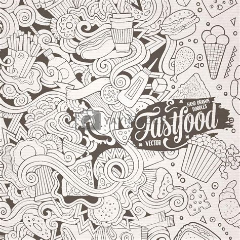 Cartoon Doodles Fast Food Frame Design By Balabolka Vectors