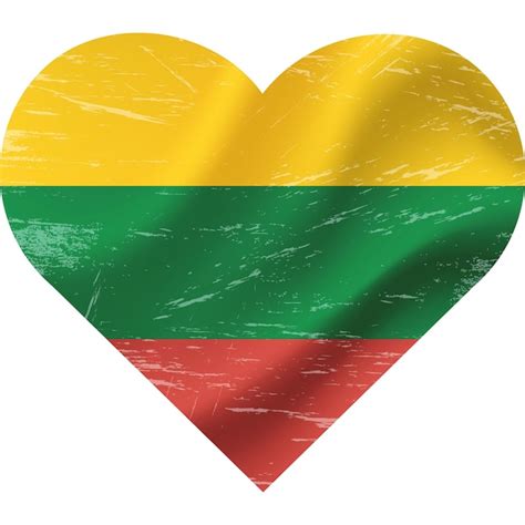 Bandera de lituania en forma de corazón grunge vintage bandera de