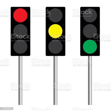 Antarmuka Lampu Lalu Lintas Tiga Ikon Merah Kuning Dan Hijau Terisolasi