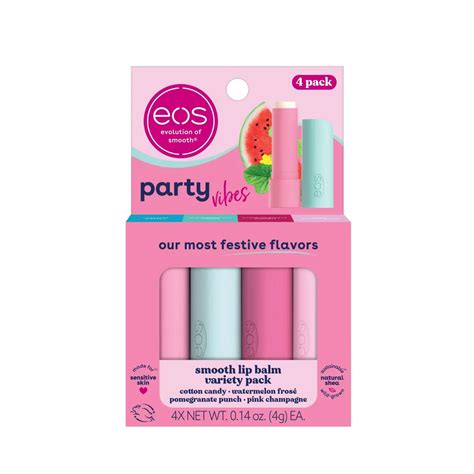 Son DƯỠng MÔi Eos Lip Balm Stick Variety Pack Party Vibes Set 4
